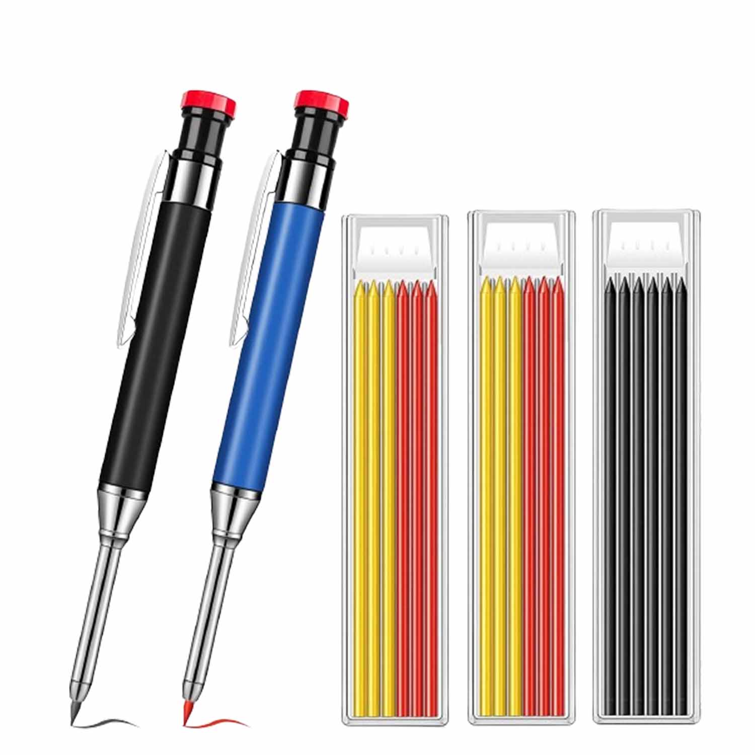 Metal Solid Carpenter Pencil Set For Deep Hole Marker With Refill Leads ...