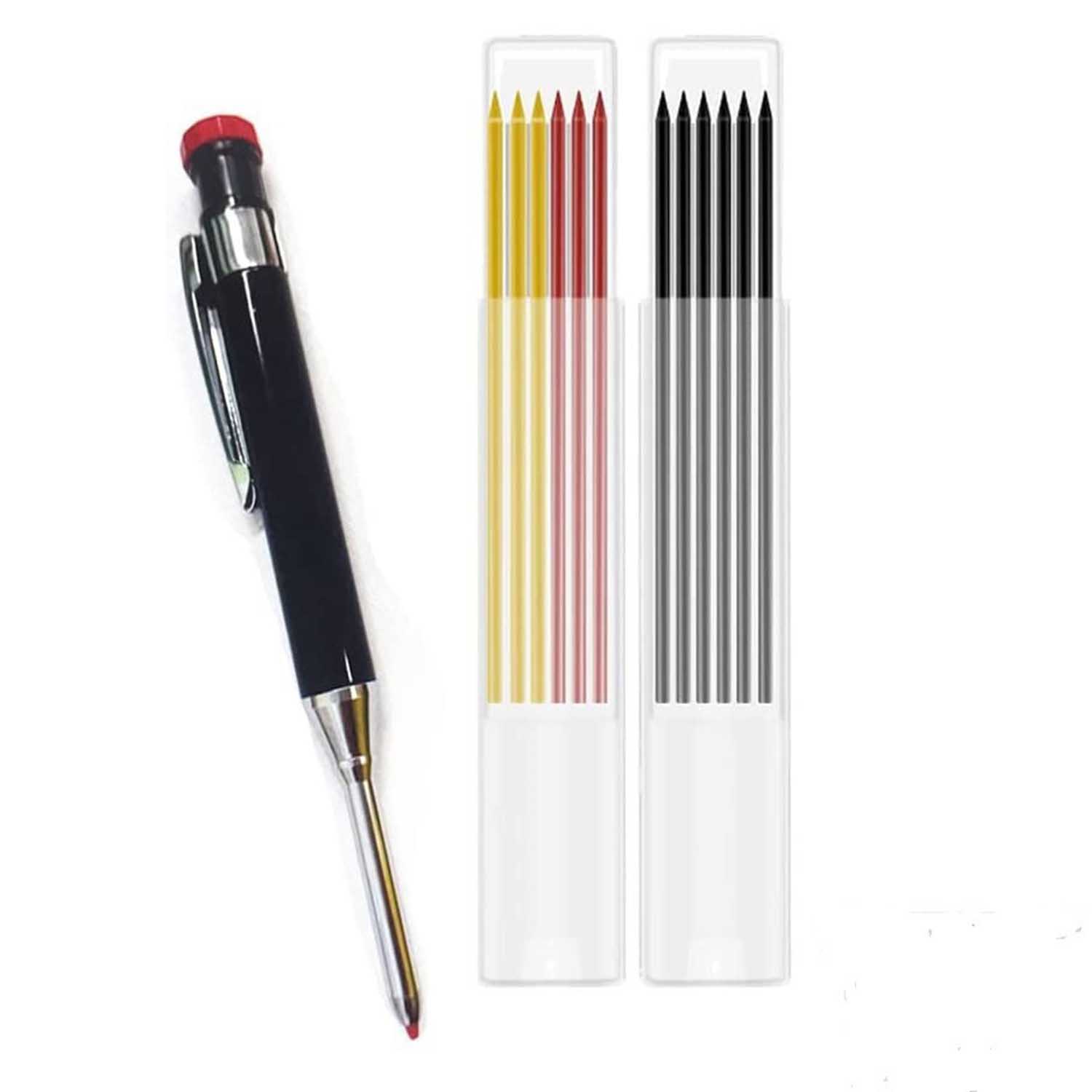 Metal Solid Carpenter Pencil Set For Deep Hole Marker With Refill Leads ...