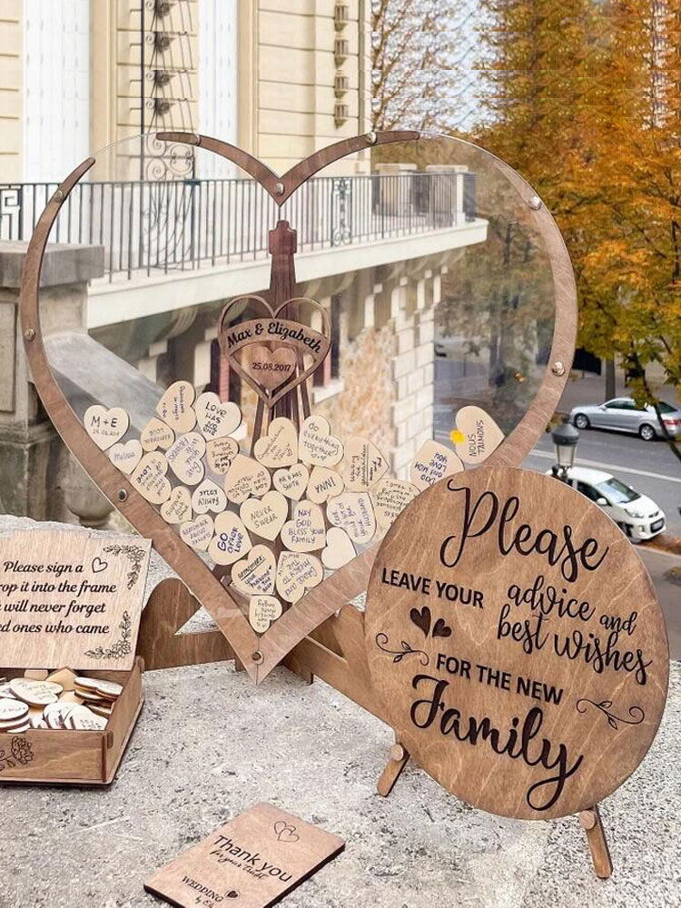 Customized wooden handicraft wedding signature frame for guest guest ...