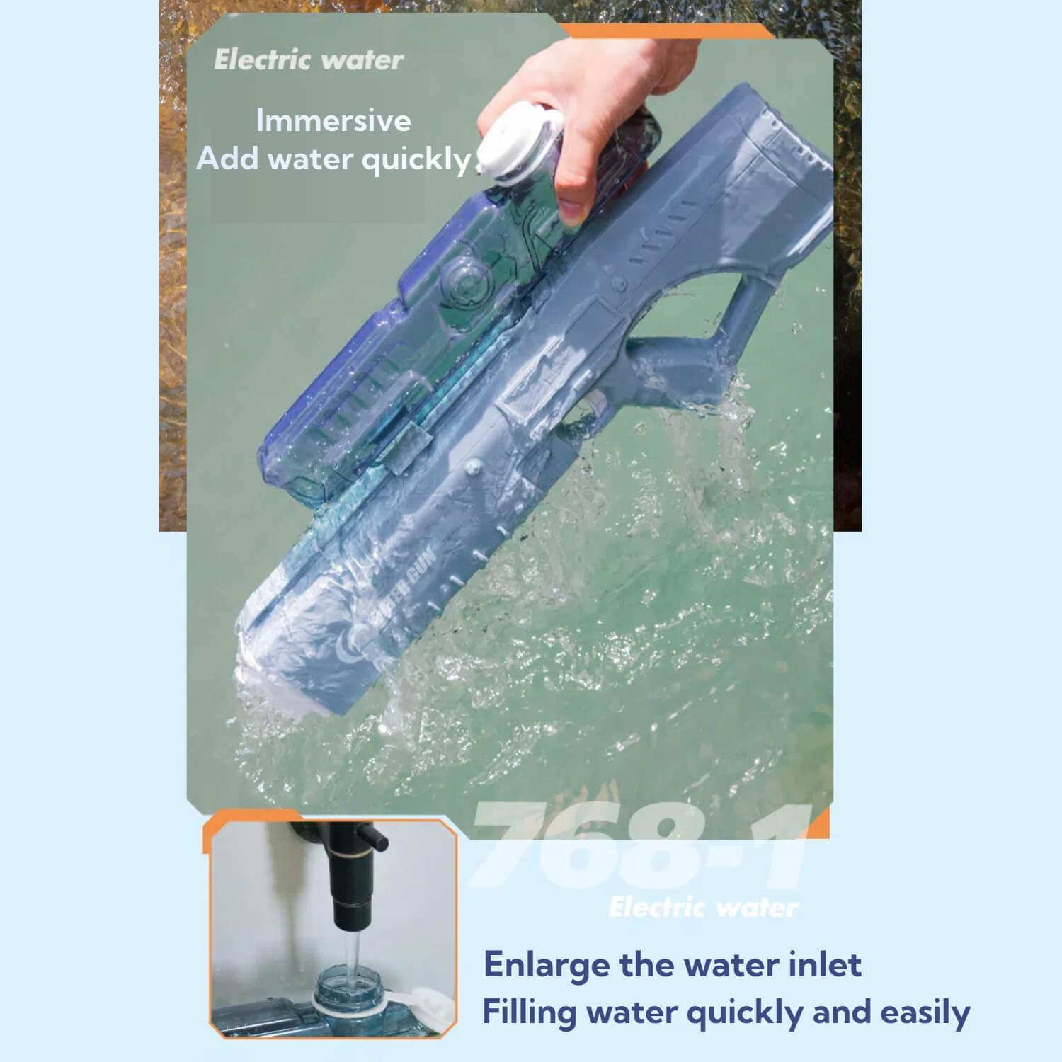 Xianpai 768-1 Blue/Cyan Electric Pulse Water Gun (Children's Toy)